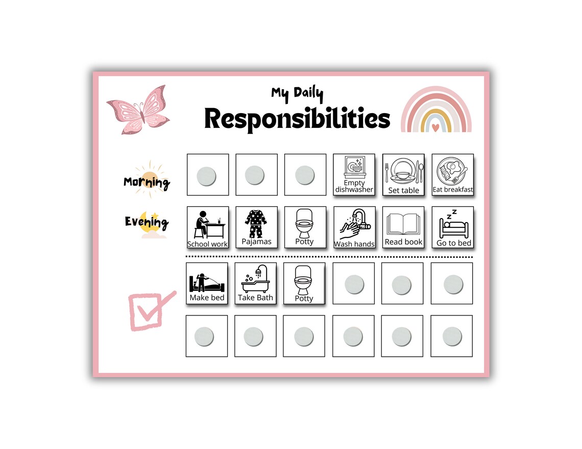 Bedtime Routine Kids Daily Schedule Editable Chore Chart Morning ...