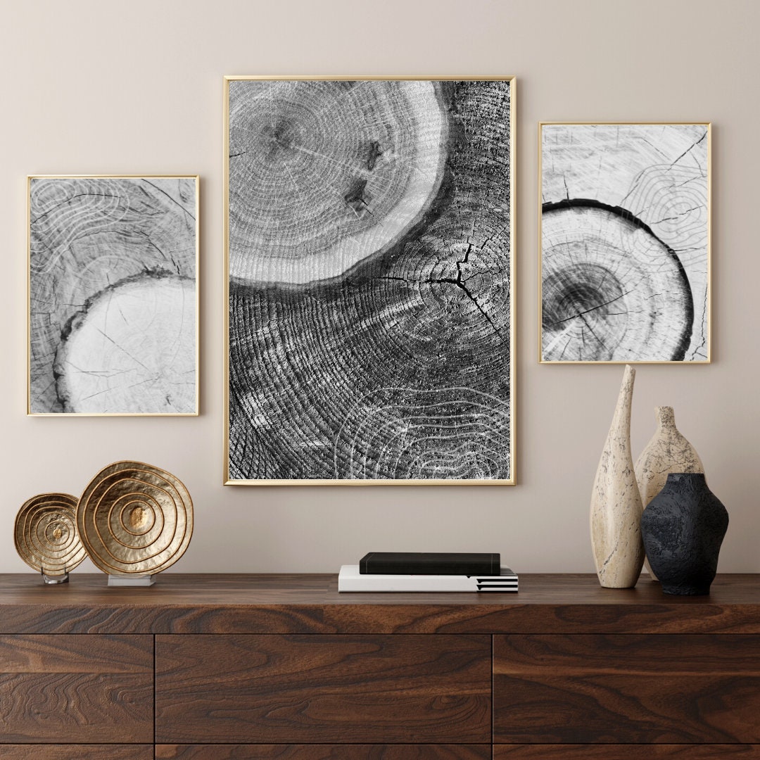 Tree Ring Printable Tree Stump Prints Digital Print Set of 3 Beige Tree ...