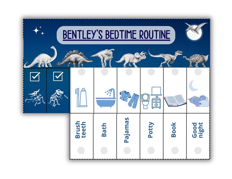 Bedtime Routine, Kids Daily Schedule, Editable Chore Chart Dinosaures ...