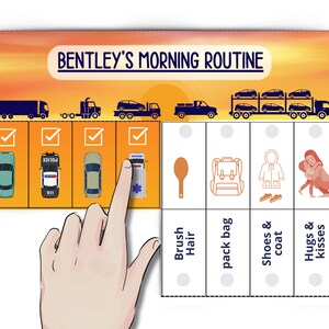 Bedtime Routine Kids Daily Schedule Editable Chore Chart With Trucks ...