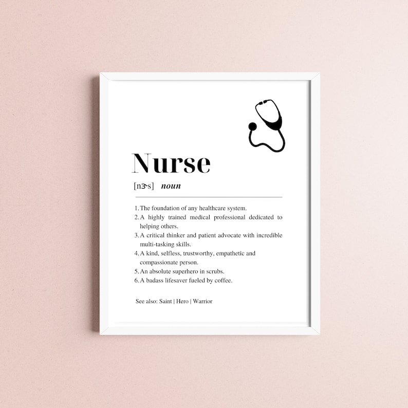 Nurse Definition Print Graduation Gift for Male Nurse Dictionary Print ...