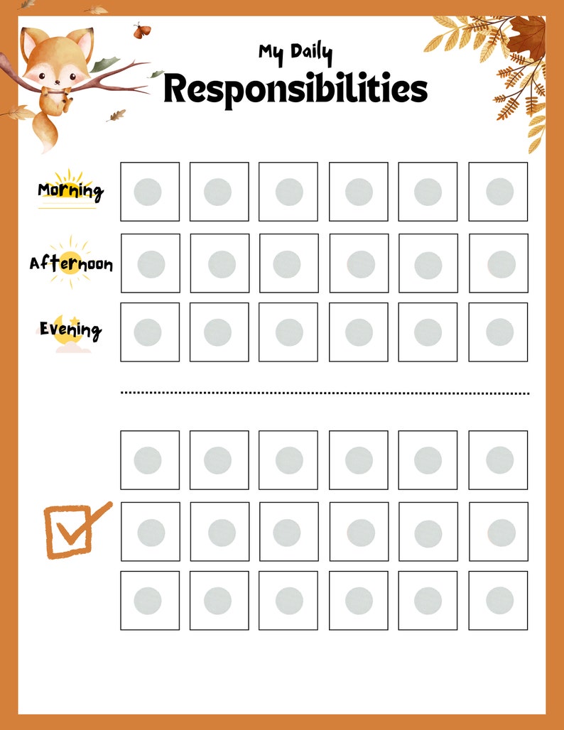 Kids Daily Responsibilities Chart | Visual Schedule (PDF Pattern) - Etsy