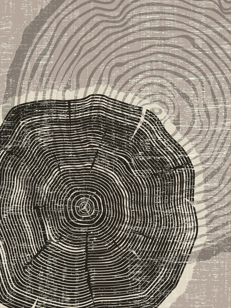 Tree Ring Printable Tree Stump Prints Digital Print Set of 3 Beige Tree ...