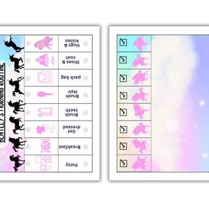 Bedtime Routine Kids Daily Schedule Editable Chore Chart Unicorns ...