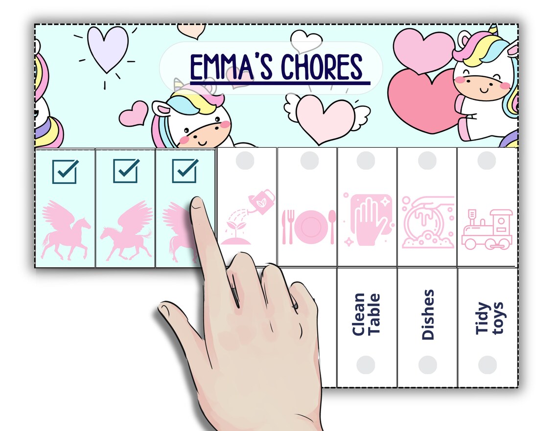 Bedtime Routine, Kids Daily Schedule, Editable Chore Chart Unicorns ...