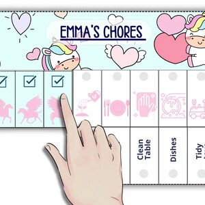 Bedtime Routine Kids Daily Schedule Editable Chore Chart Unicorns ...