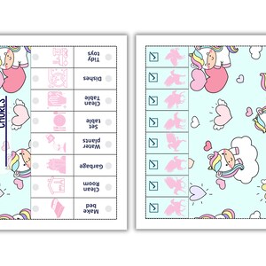 Bedtime Routine Kids Daily Schedule Editable Chore Chart Unicorns ...