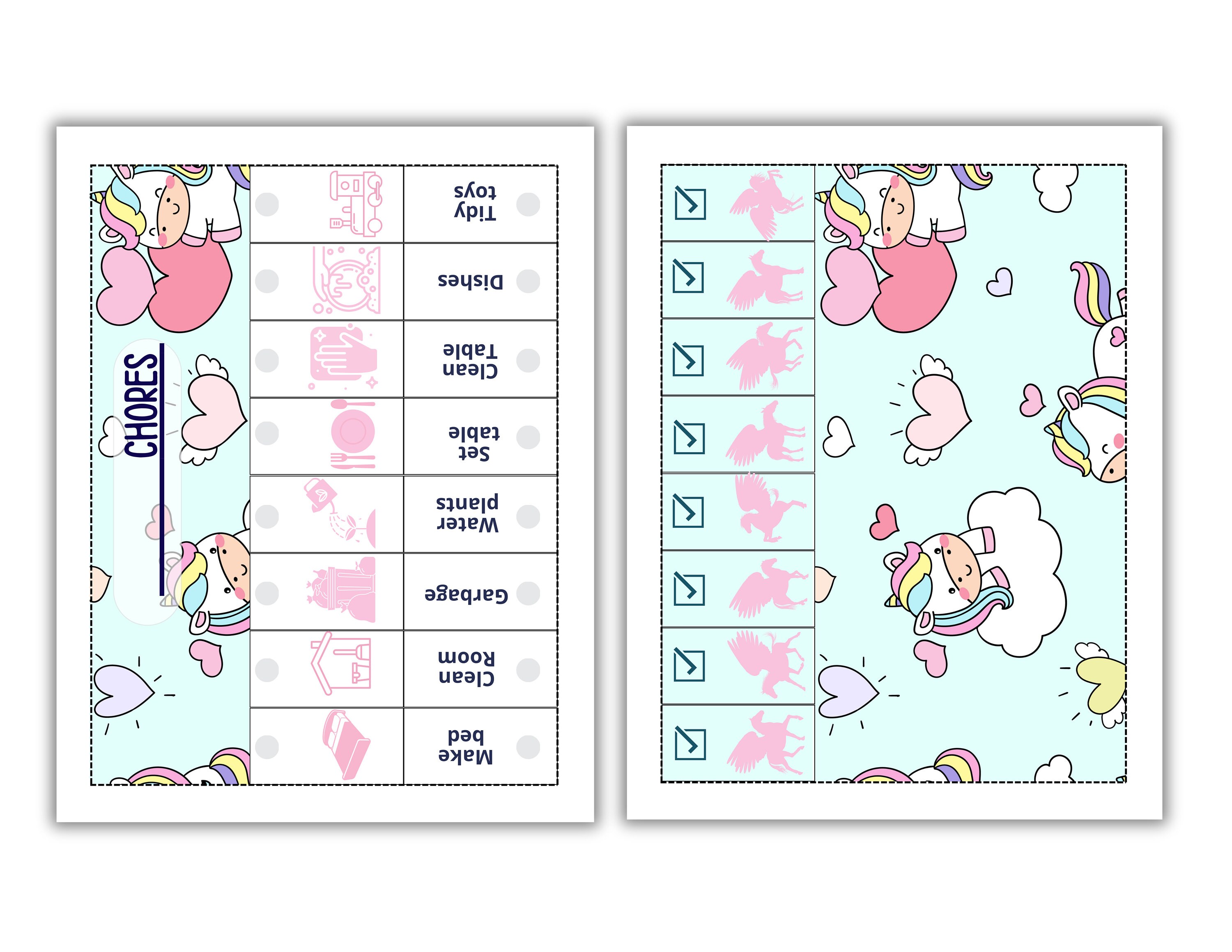 Bedtime Routine, Kids Daily Schedule, Editable Chore Chart Unicorns ...