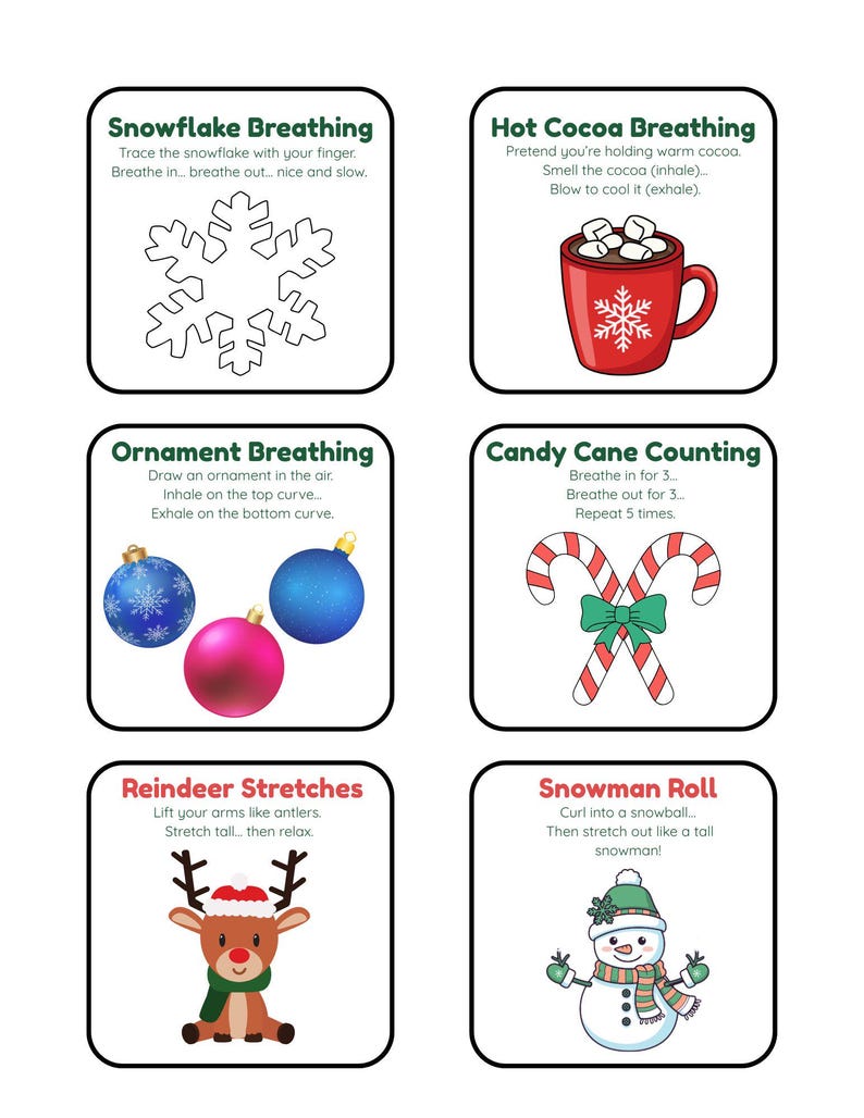 Christmas Calm Down Cards for Kids - Etsy