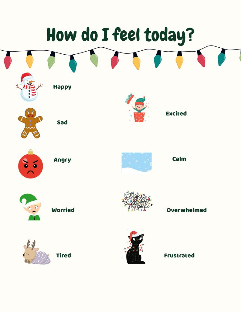 Christmas Feelings Chart for Kids | Holiday Emotion Poster | SEL ...