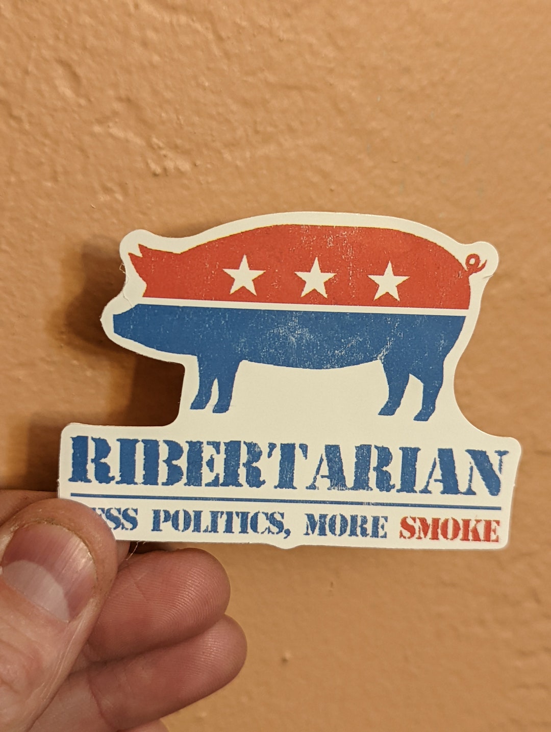 6-pack Funny Ribertarian Less Politics More Smoke Bbq Sticker - Etsy