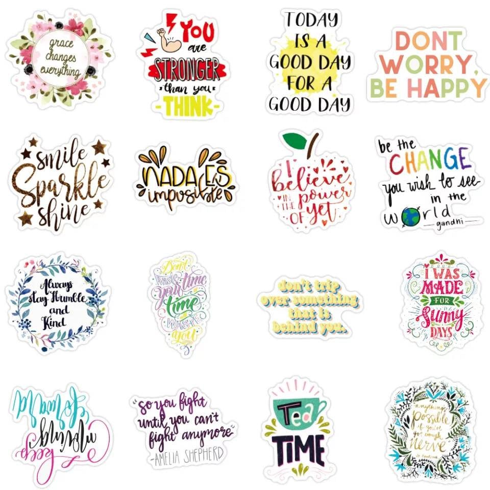 50-pack Motivational Inspirational Sticker Set of 50 Waterproof Matte ...