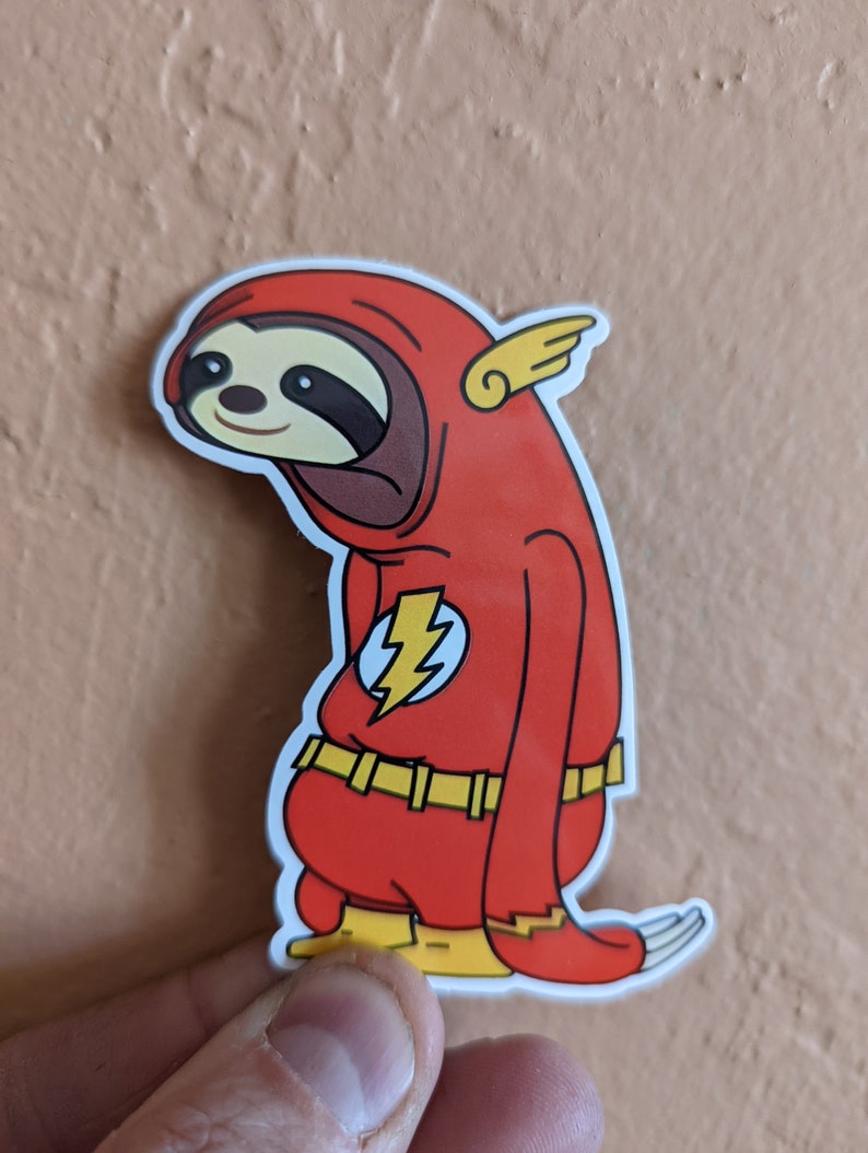 5-pack Cute Sloth Flash Superhero Costume Stickers 3 - Etsy
