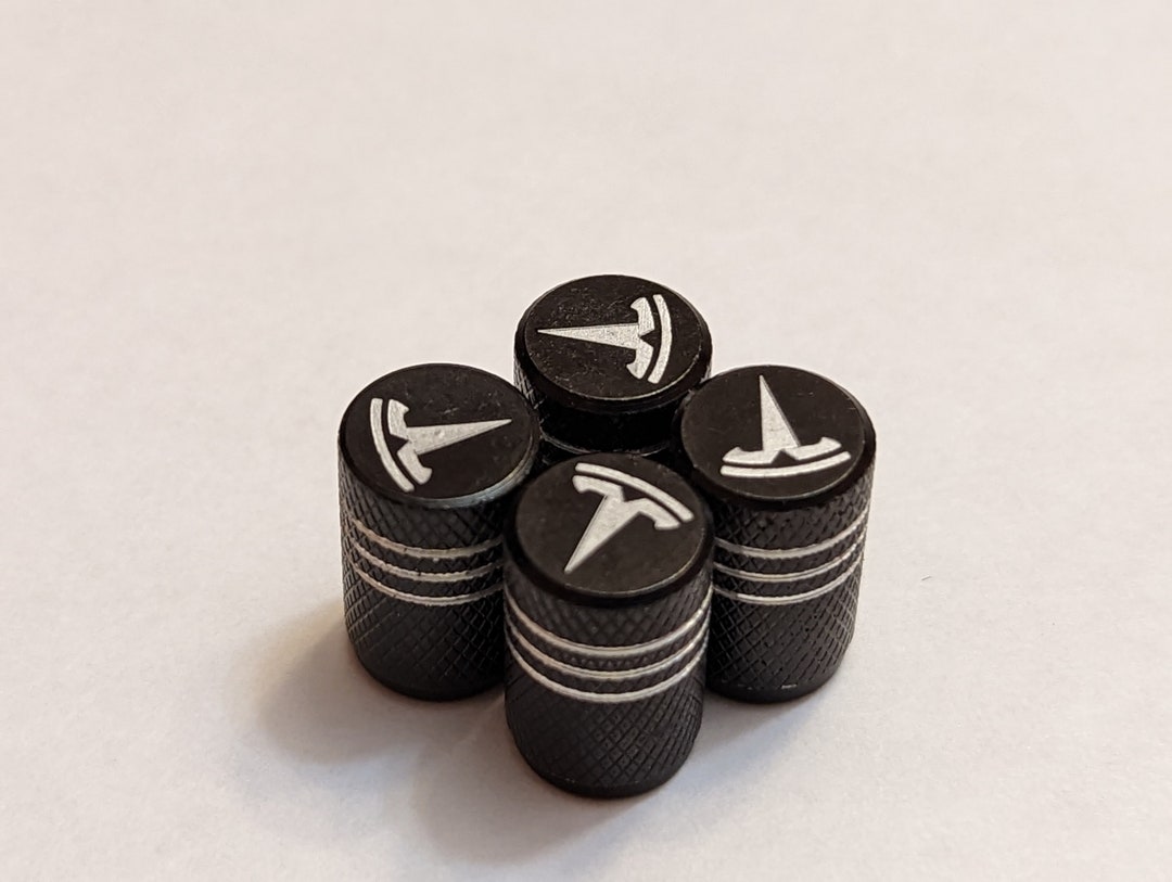 4x Tesla Black Aluminum Valve Stem Cap Set Universal Fit Caps - Etsy
