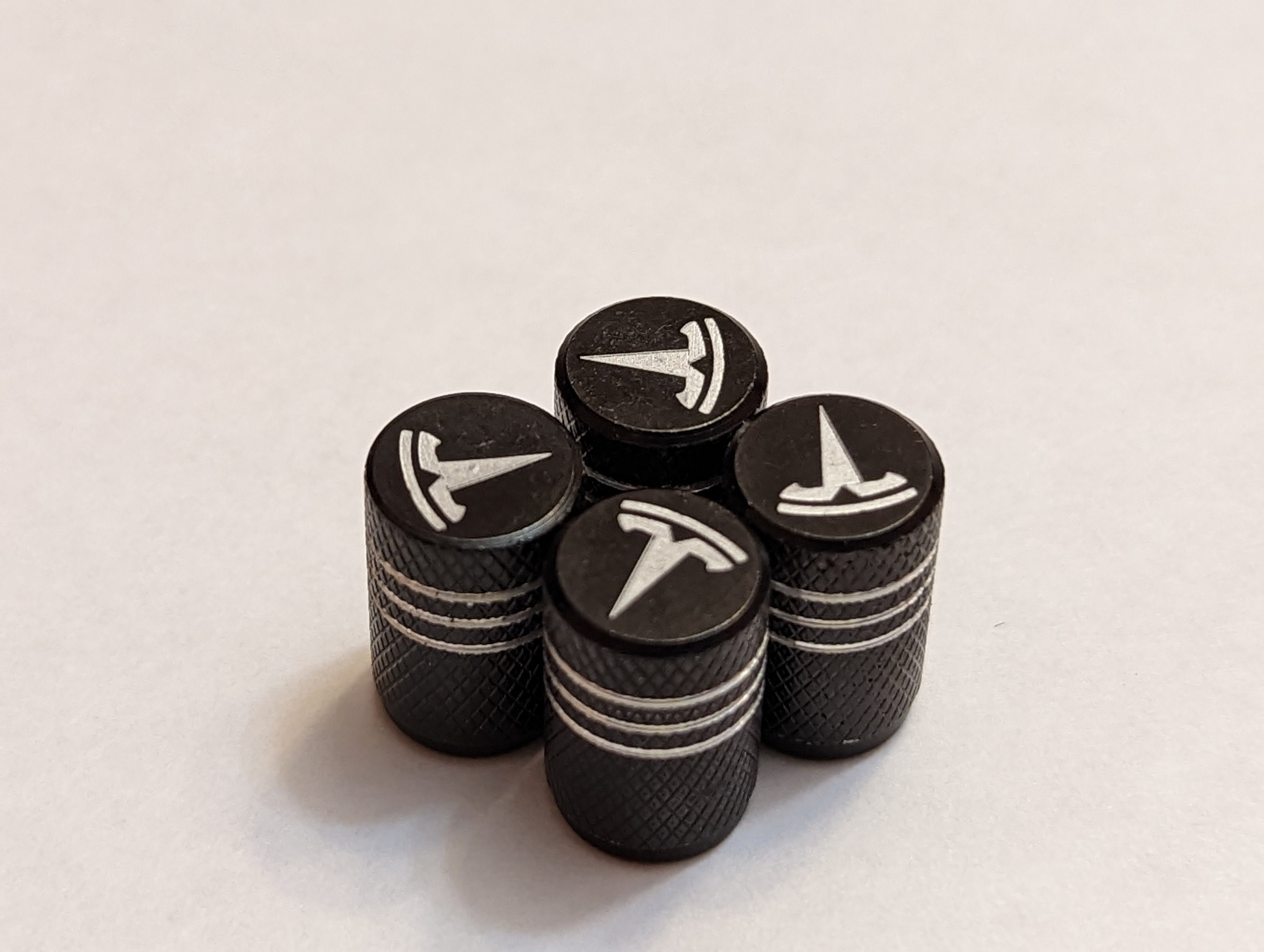 4x Tesla Black Aluminum Valve Stem Cap Set Universal Fit Caps - Etsy