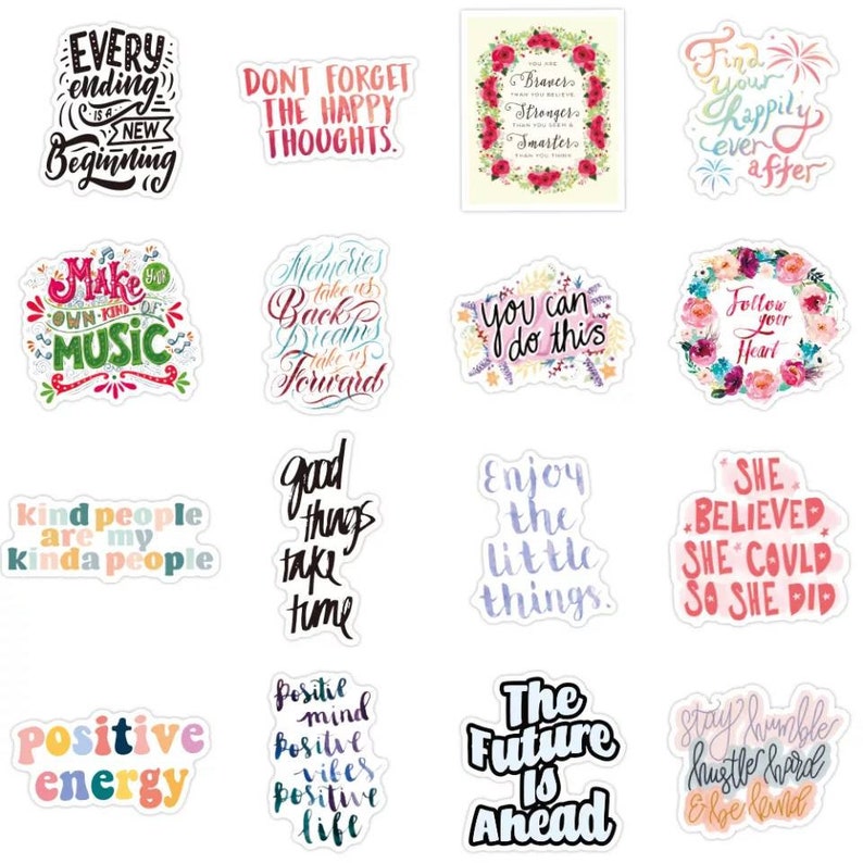 50-pack Motivational Inspirational Sticker Set of 50 Waterproof Matte ...