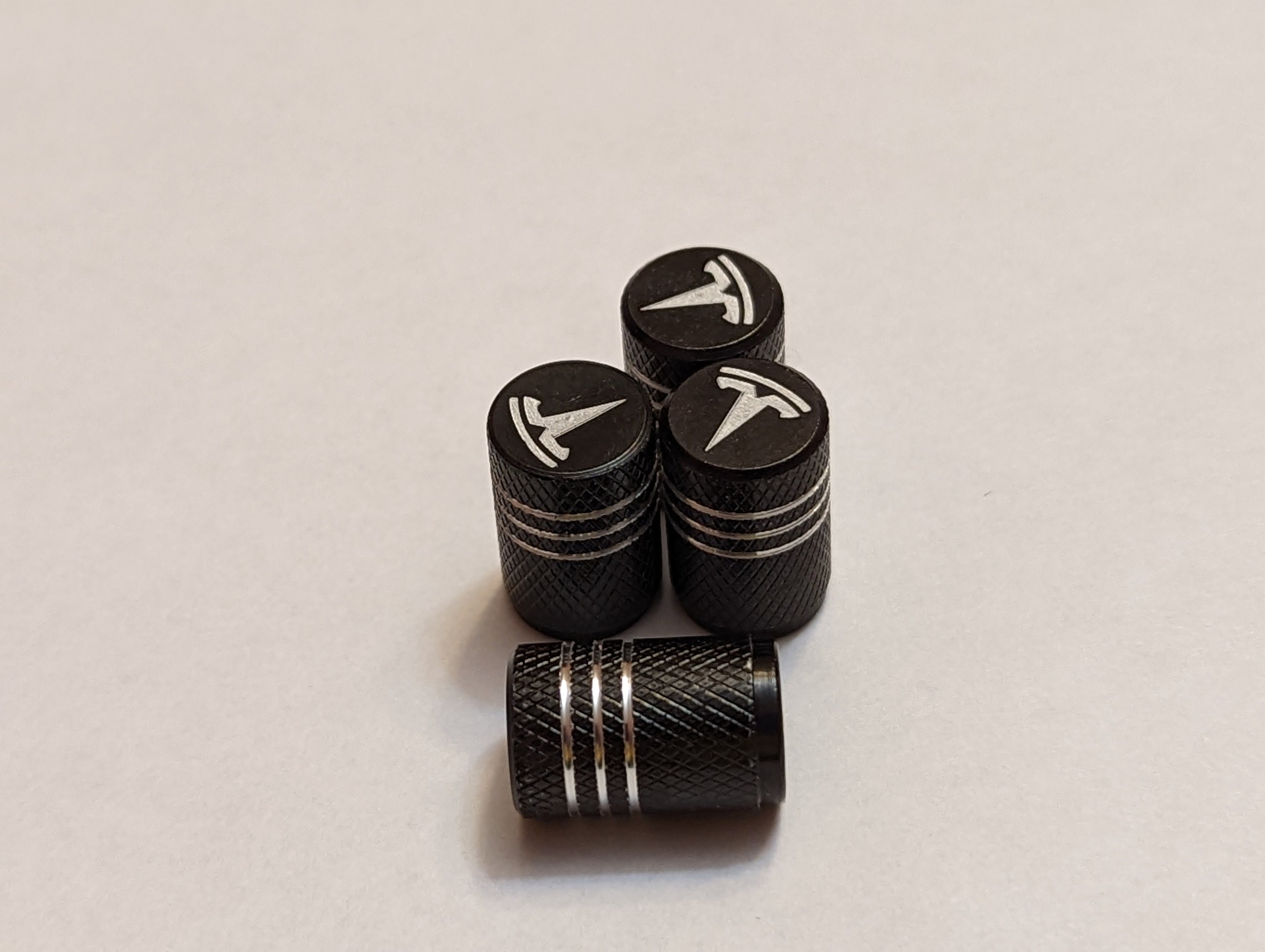 4x Tesla Black Aluminum Valve Stem Cap Set Universal Fit Caps - Etsy