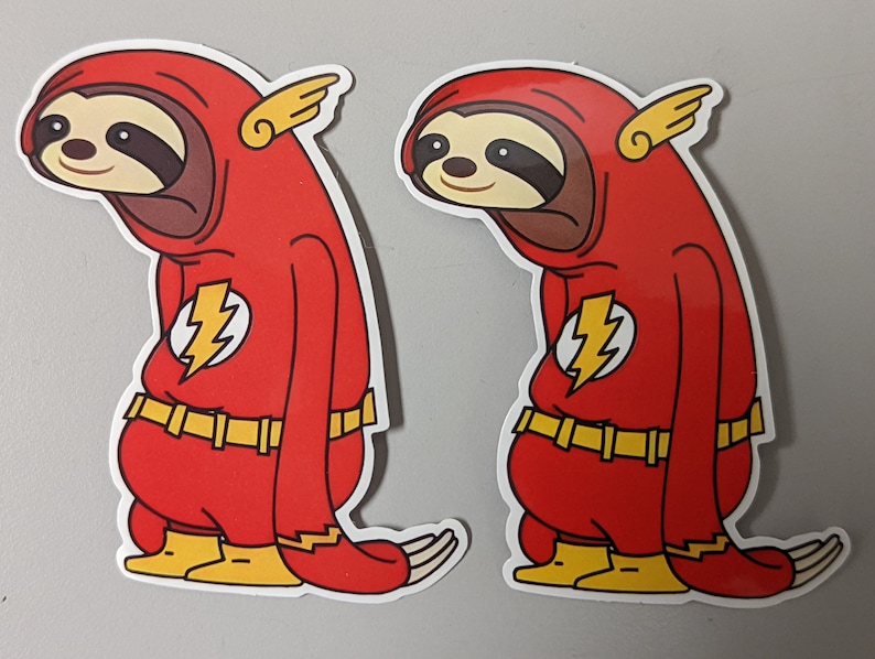 5-pack Cute Sloth Flash Superhero Costume Stickers 3 - Etsy