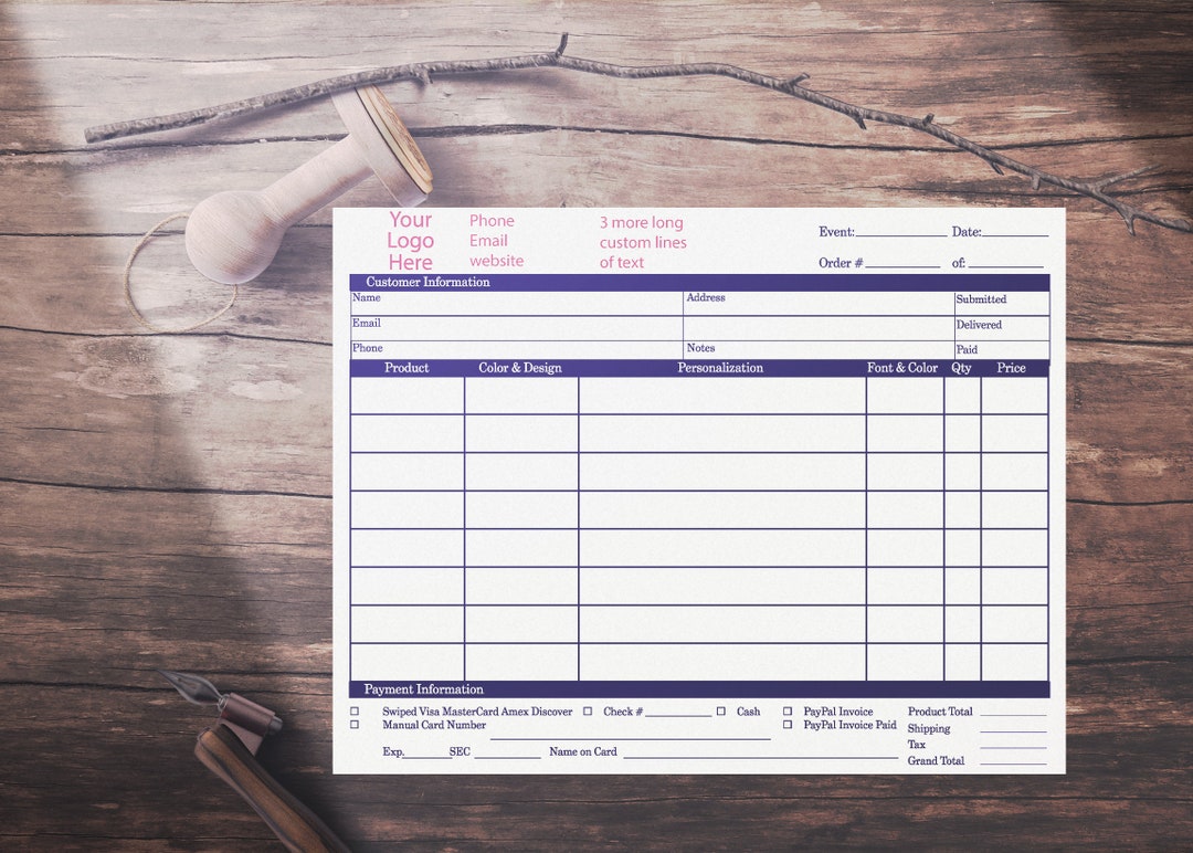 Custom Business Order Forms, 2-part Carbonless (11" X 8.5") - Etsy