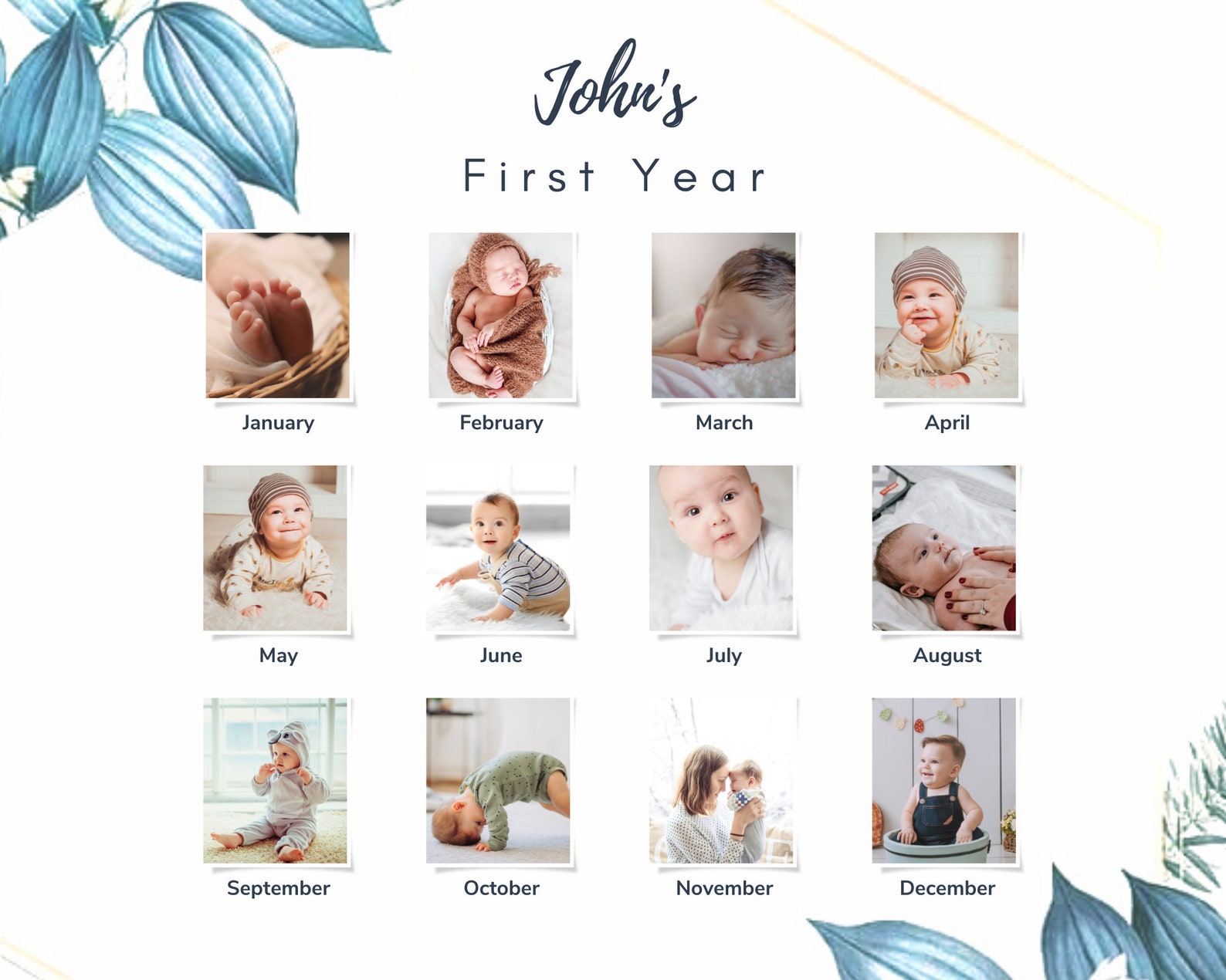 Baby First Year, Editable Canva Template Digital Board for Print ...