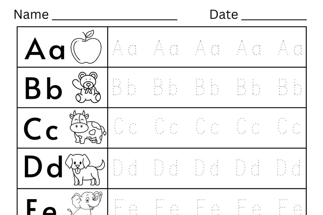 ABC Letter Trace With Pictures - Etsy