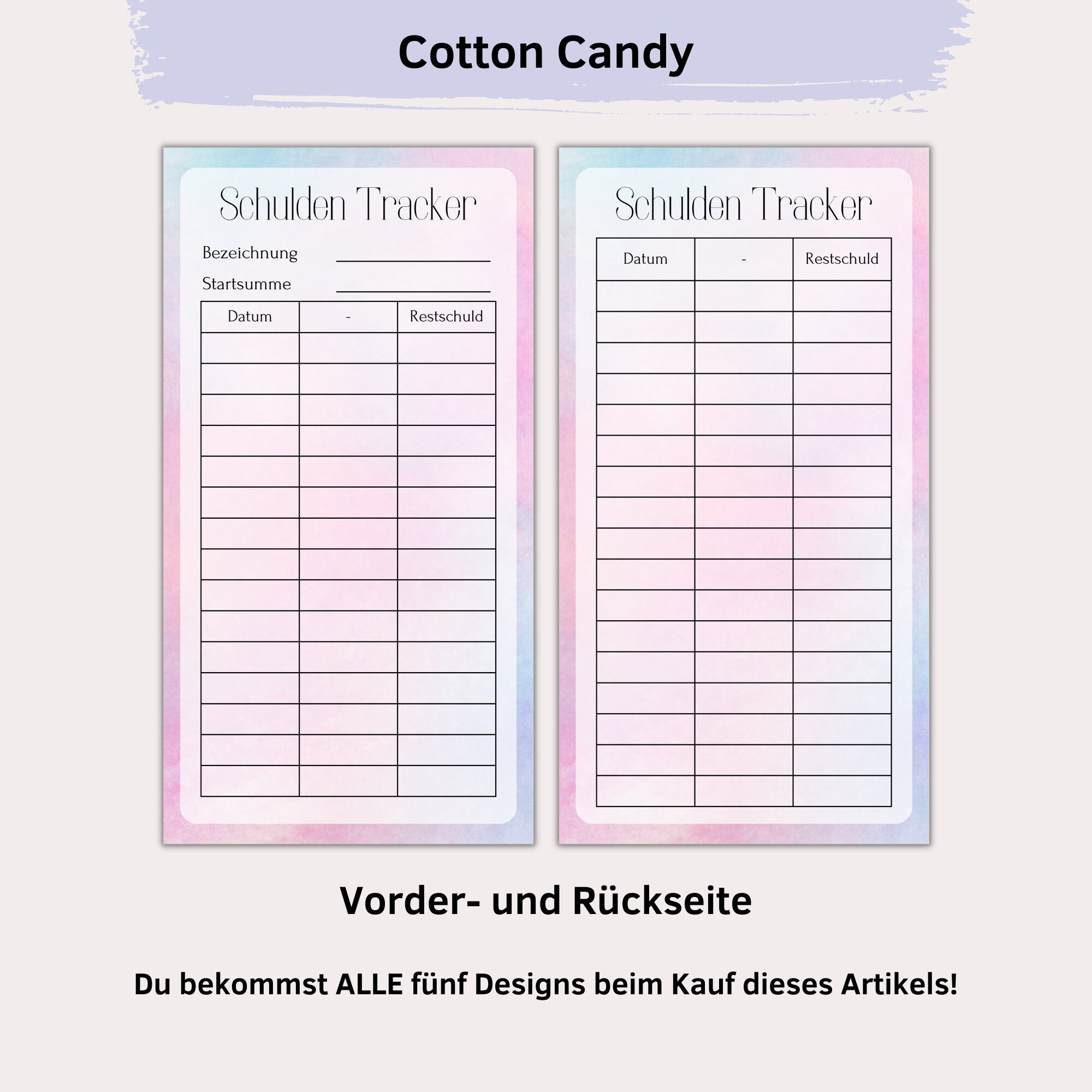 Debt Tracker Bundle | 5 Great Designs | PDF Download | for A6 Binder ...