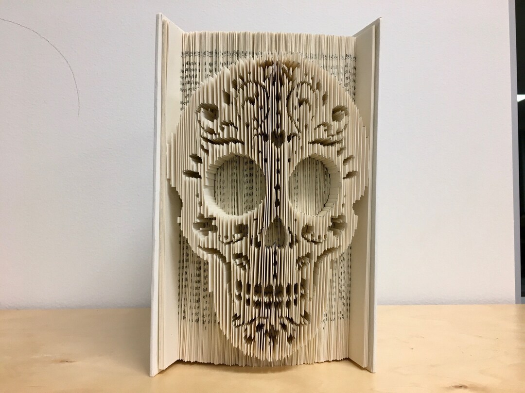 Calavera Skull Folded Book Art Book Lover Decor Repurpose Upcycle ...