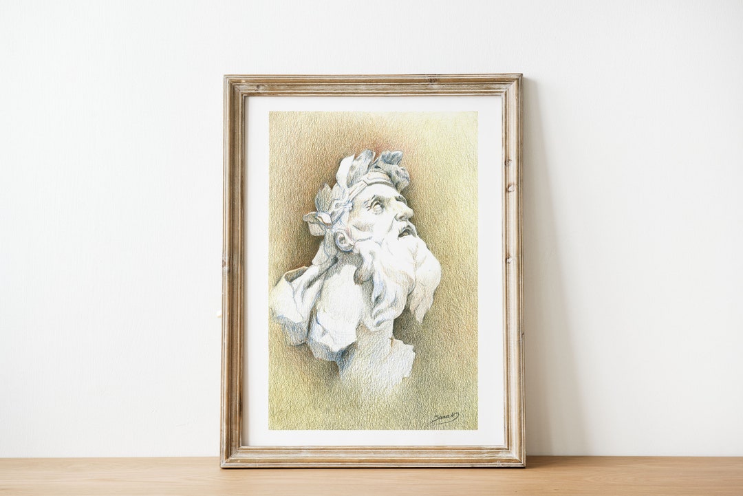 CHRYSÈS - BUST DRAWING - Original Printable Art Drawing Color Pencil - Etsy