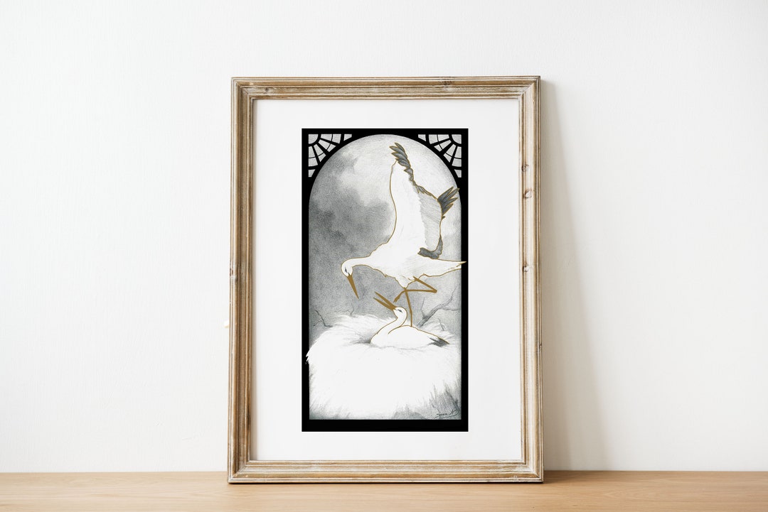 SPRING #1 - STORKS - Original Printable Art Spring Themed Drawing - Etsy