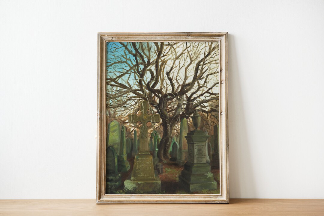 DEAN CEMETERY - Original Printable Art Oil Painting Cemetery Oil ...