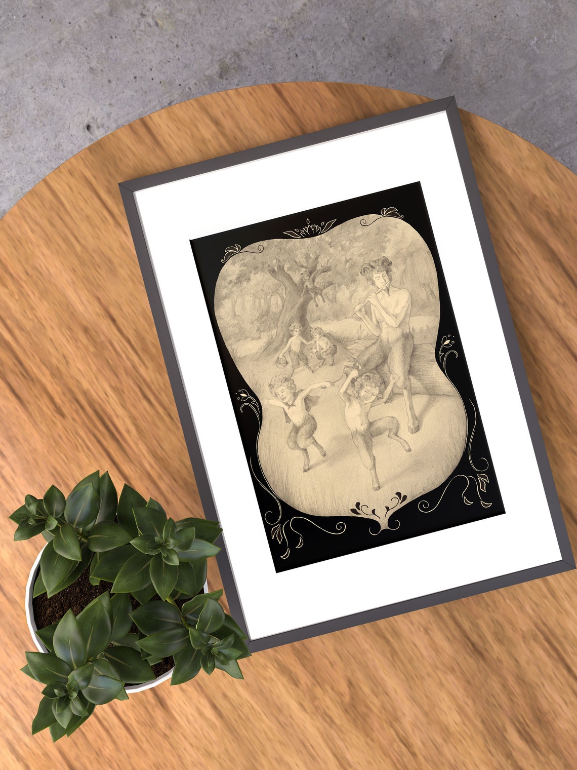 SATYRS FAUNS Original Printable Art Illustration Satyrs Drawing Black ...