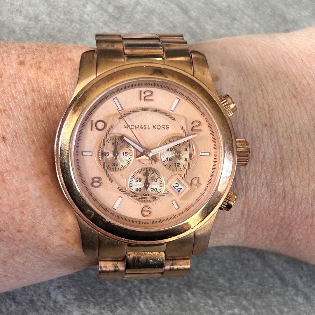 Rose Gold Michael Kors Runway Chronograph Unisex Stainless Steel Watch ...