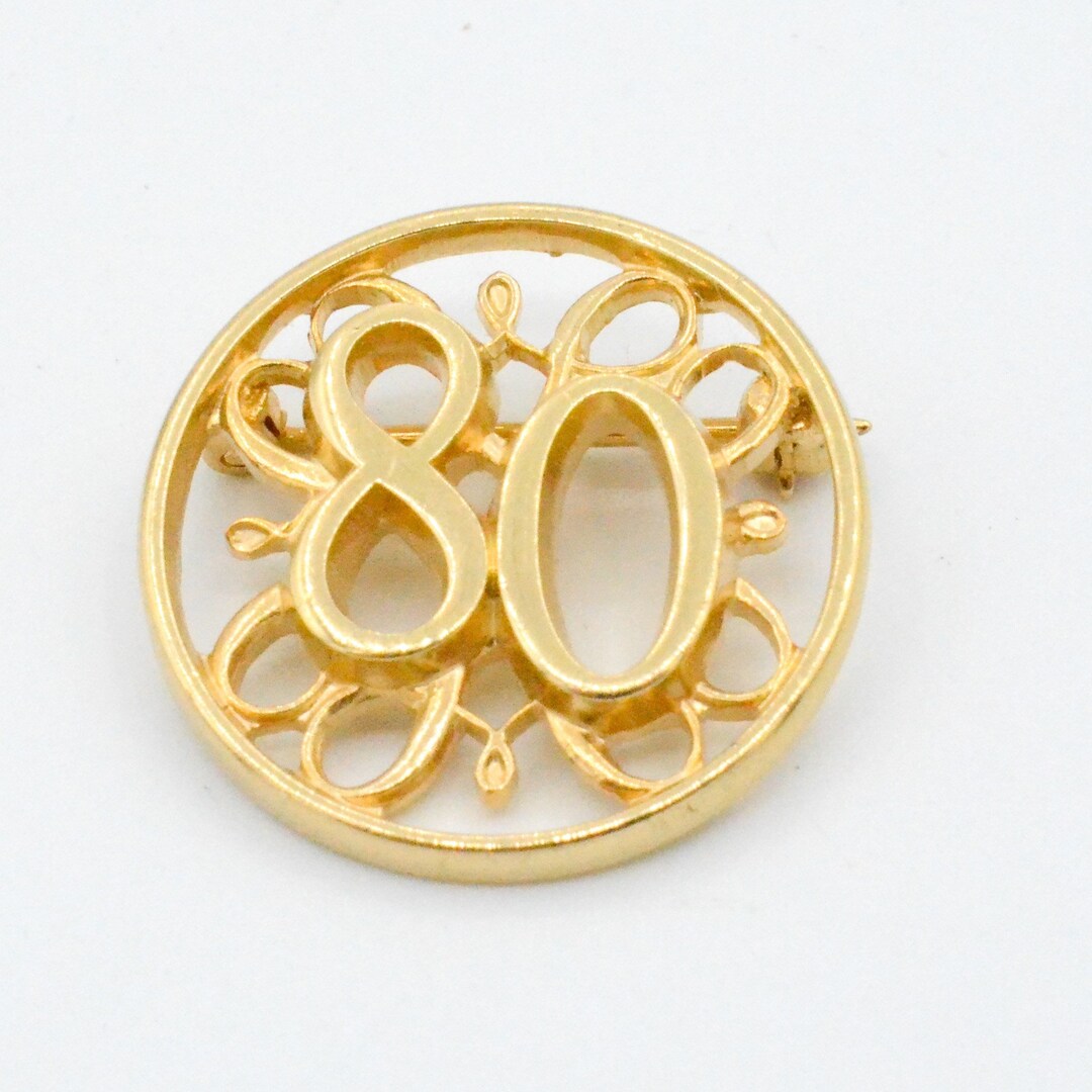 Vintage Gold Number Brooch Gold Tone Avon Brooch Pin Circle Brooch Pin ...