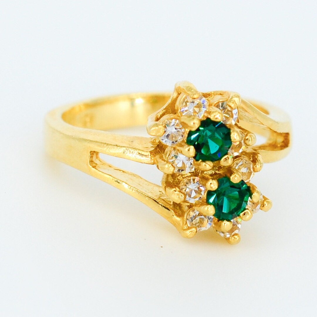 Stunning 18k Gold Plated Austrian Crystal Ring Gold Green Cocktail Ring ...