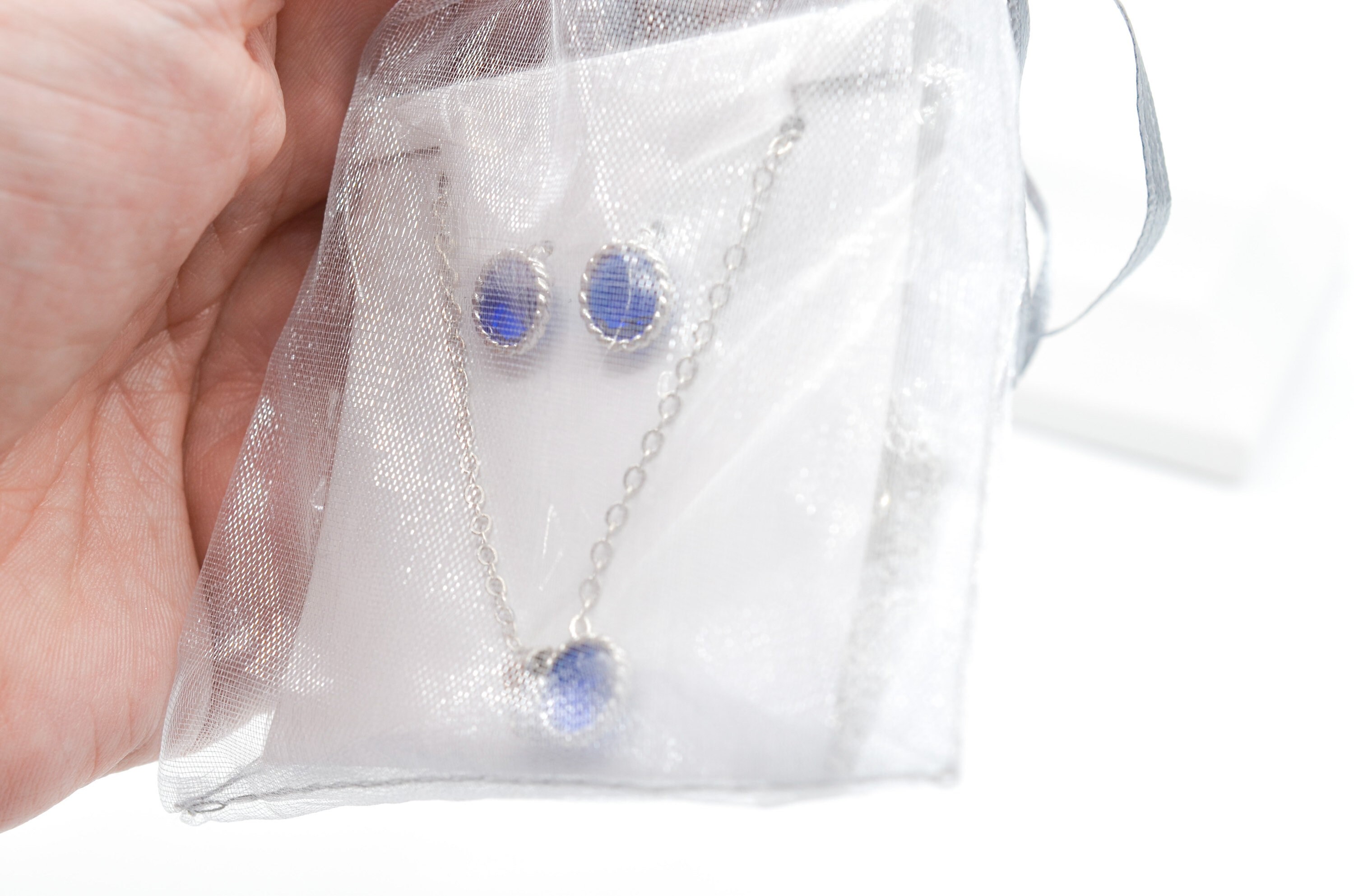 Royal Blue Effy Jewelry Set Cobalt Blue Necklace Blue Bezel Set Studs ...