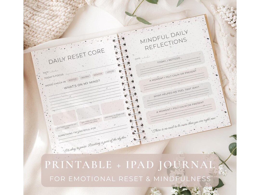 Emotional Reset Printable Journal | Digital Wellness Planner | Mindful ...