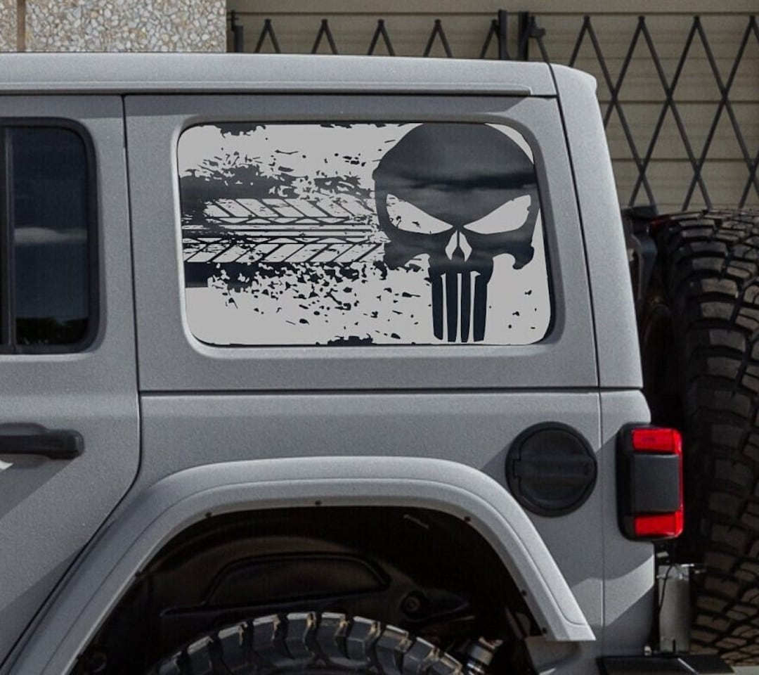 Punisher Mud Splash Tire Track Decals Fits Jeep Wrangler JK, JL Rear ...