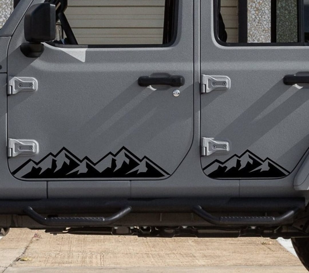 2 Mountain Silhouette Decals Fits Jeep Wrangler JK, JL Side Doors 4 ...