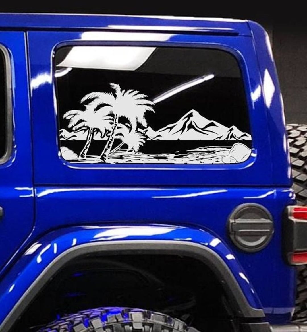 Mountain Beach Decals for Jeep Wrangler JL, JK (4-door/2-door) Rear ...