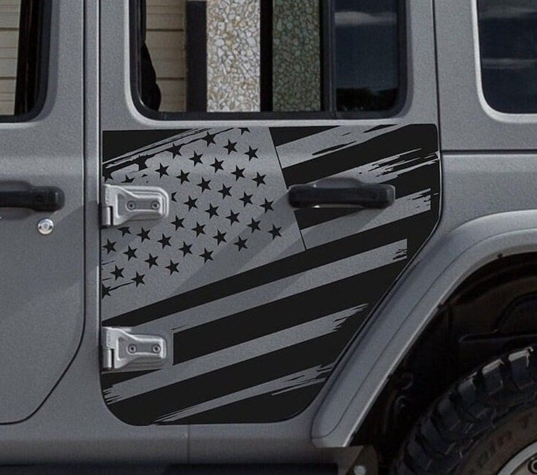 2 American Flag Decal Fits Jeep Wrangler JK, JL Side Doors (4-door/2 ...