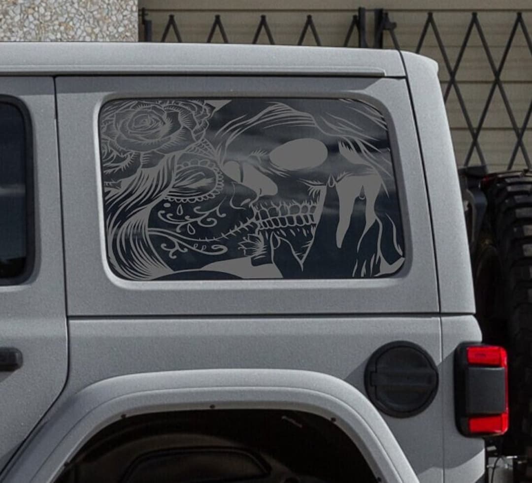 Sugar Skull Decals Fits Jeep Wrangler JK, JL Rear Side Windows 4-door/2 ...