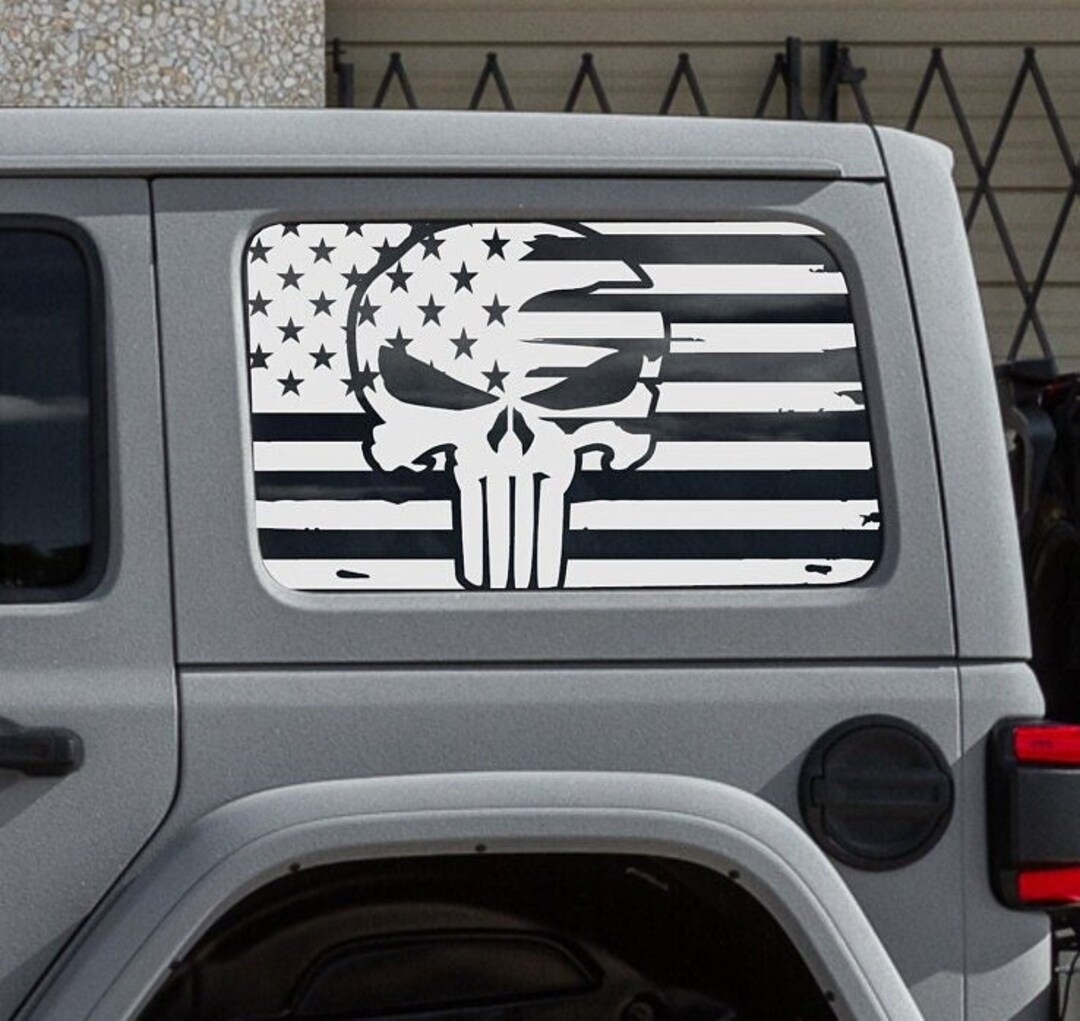 Punisher American Flag Decals Fits Jeep Wrangler JK, JL Rear Side ...