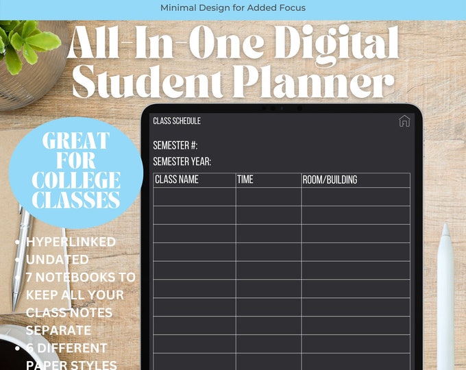 DIGITAL SEMESTER PLANNER Student Planner, College Agenda, College ...