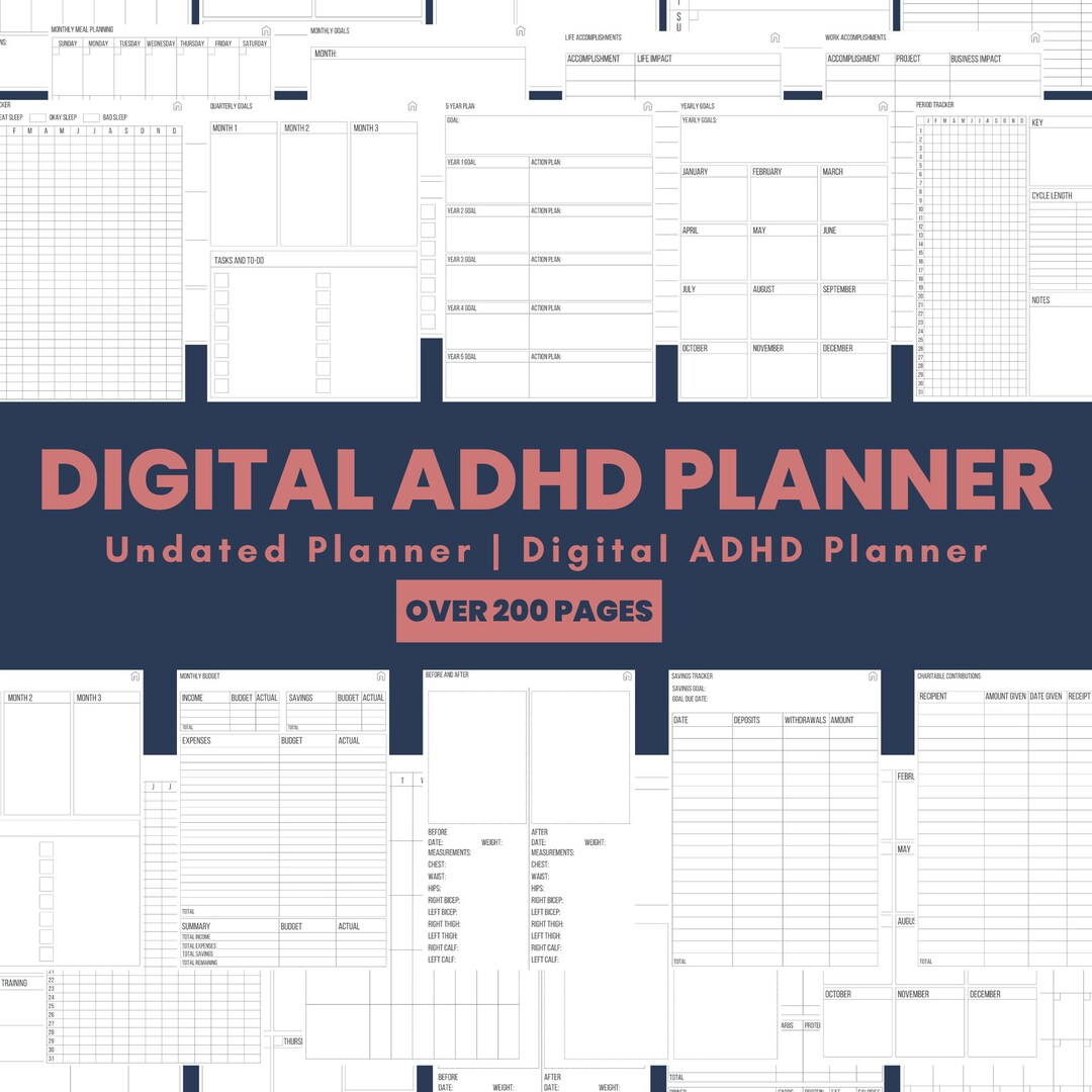 ADHD Planner, ADHD Digital Planner,adhd Planner Printable,adhd Planner ...