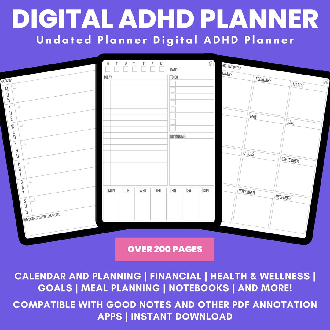ADHD Planner, ADHD Digital Planner,adhd Planner Printable,adhd Planner ...