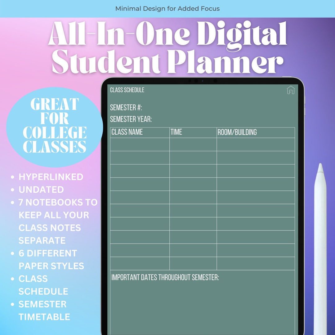 Digital Goodnotes College Student Planner, Minimalist Undated Digital ...
