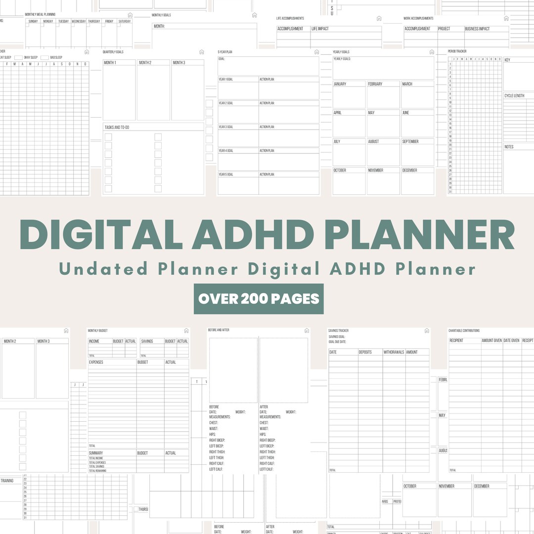 ADHD Planner, ADHD Digital Planner,adhd Planner Printable,adhd Planner ...
