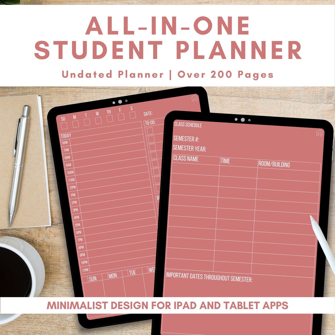 Digital Goodnotes College Student Planner, Minimalist Undated Digital ...
