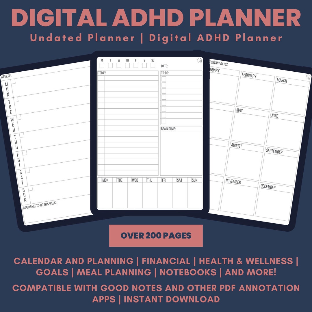 ADHD Planner, ADHD Digital Planner,adhd Planner Printable,adhd Planner ...