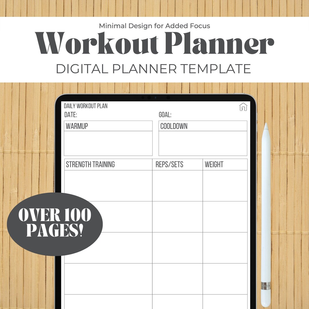Digital Workout Planner, Workout Planner, Digital Fitness Planner ...